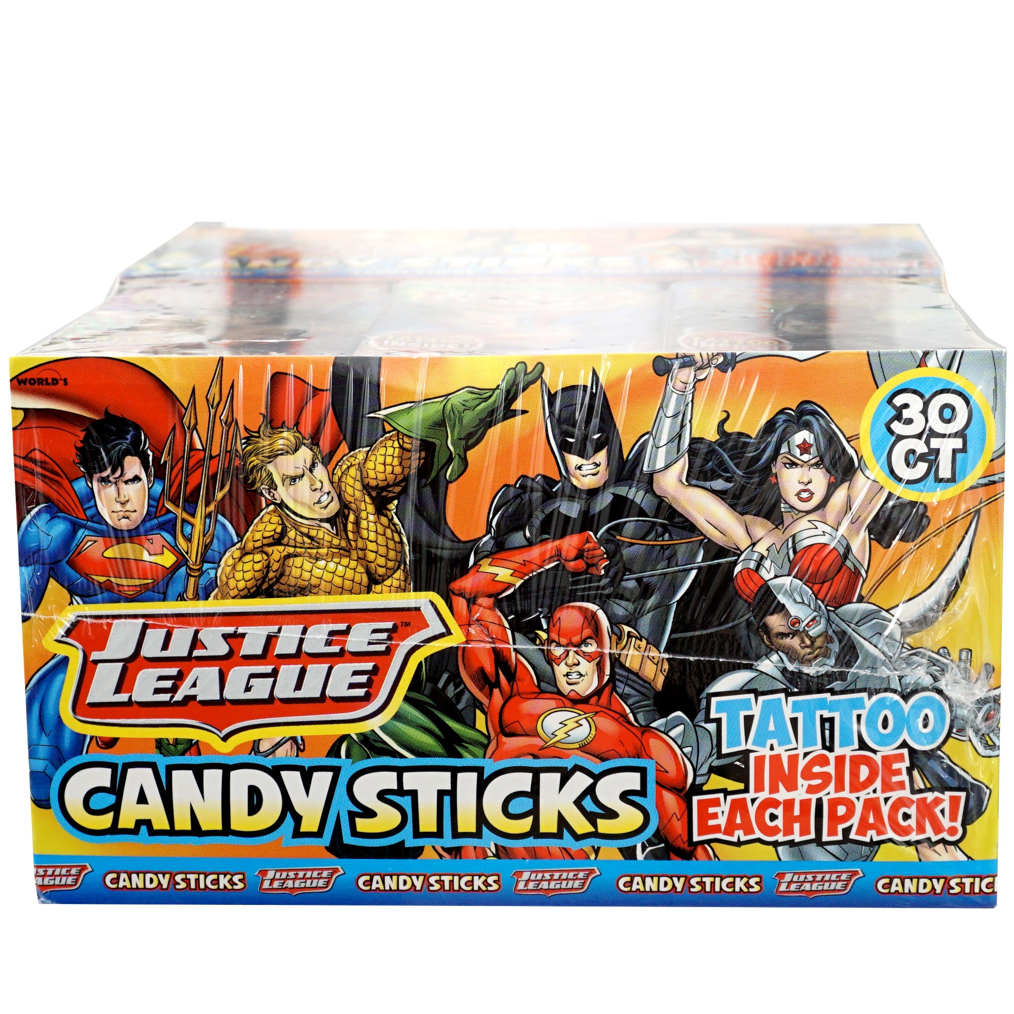 Justice League Superhero Candy Sticks & Tattoo, 30 Pack
