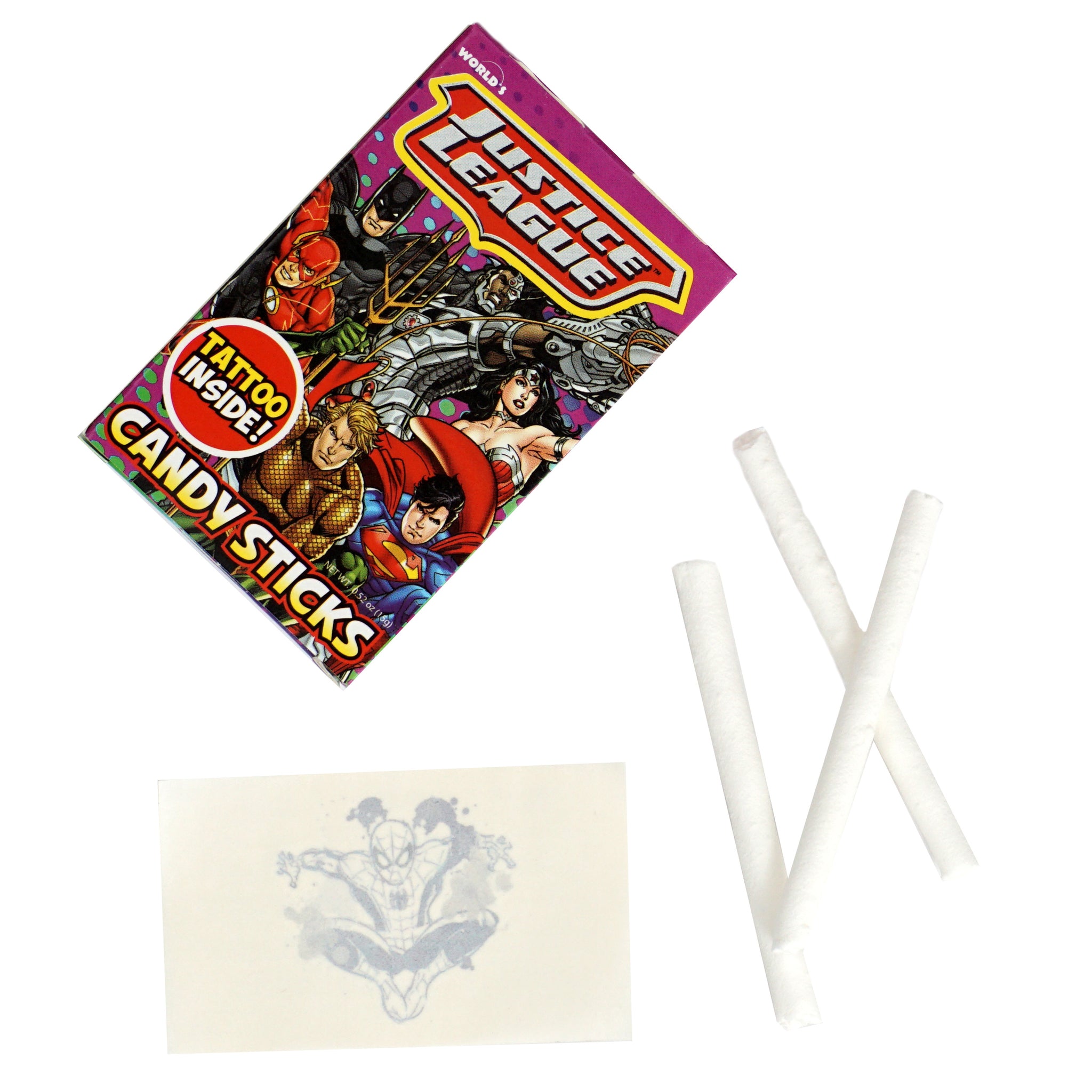Justice League Superhero Candy Sticks & Tattoo, 30 Pack