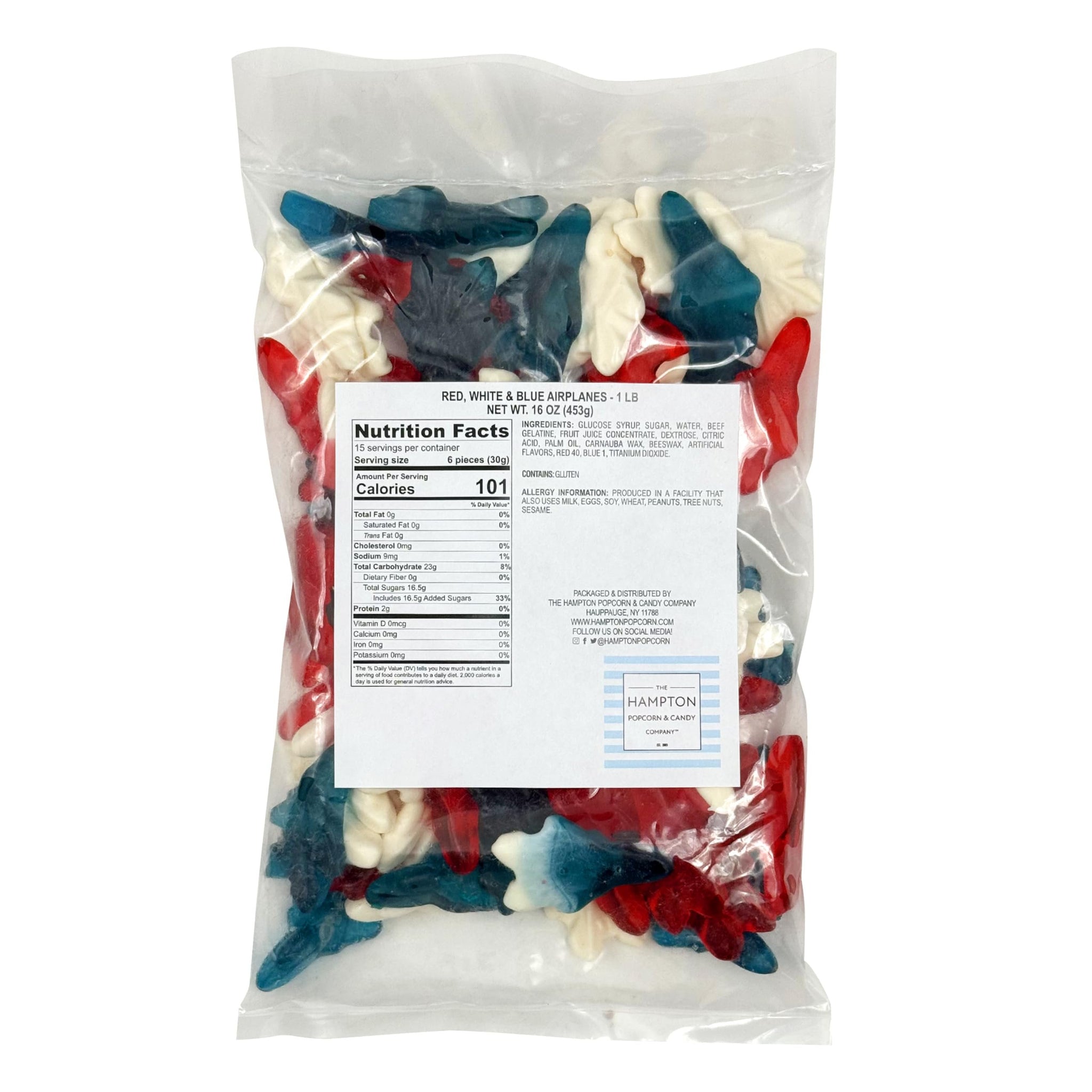 Red, White & Blue Candy Airplane Gummies, 1 Pound Bulk Bag