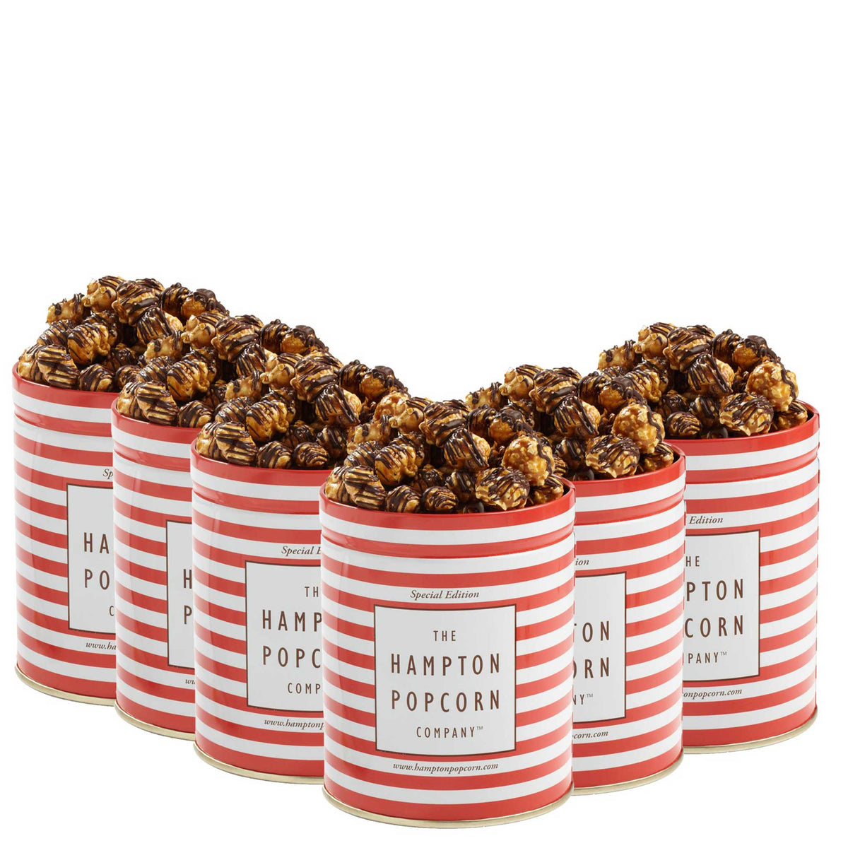 Chocolate Caramel Sea Salt Crunch Popcorn Quart Tins - Hampton Popcorn